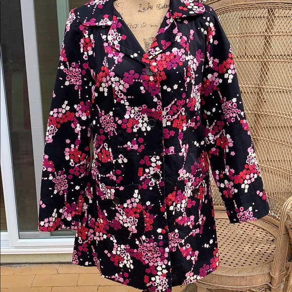 Angie | Jackets & Coats | Angie Coat Black Cherry Blossom Pink Large ...